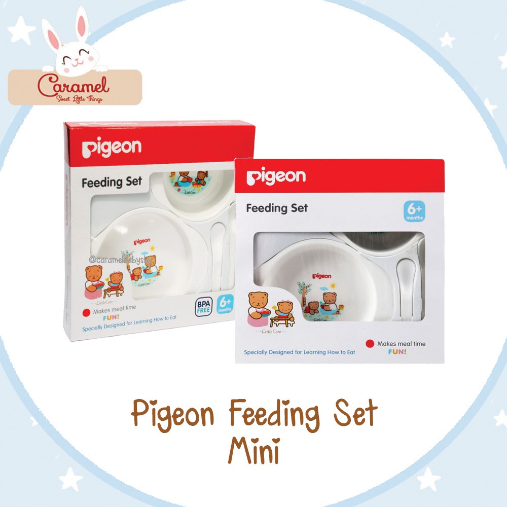 Jual PIGEON Feeding Set Mini / Piring Mangkuk + Sendok Peralatan Makan ...