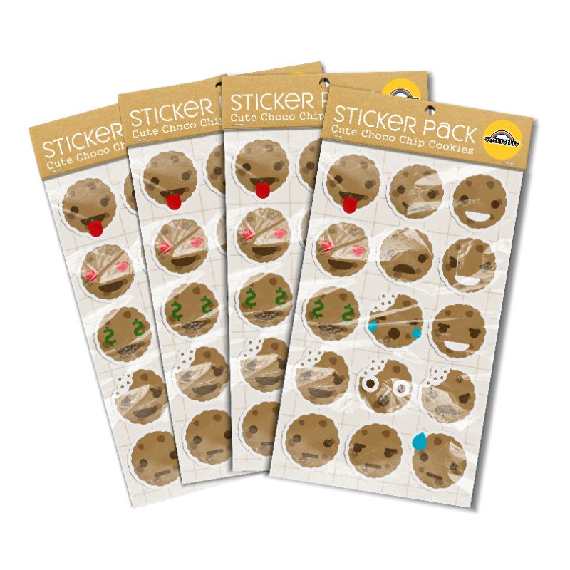Jual Choco Chip Cartoon Face Stiker Set | Mini Stiker Pack Cookie Vinyl ...