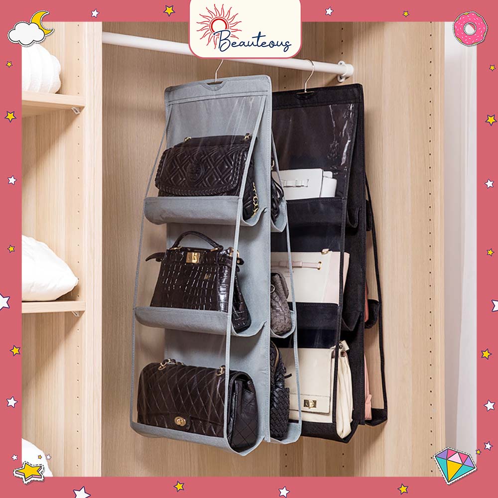 Jual Rak Tas Gantung Mika Tempat Tas Sepatu 6 Sekat Bag Storage ...