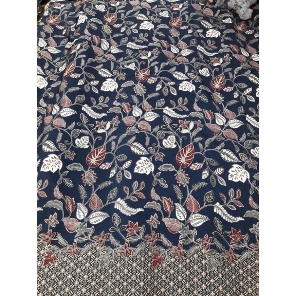 Jual Batik Halus Biru motif daun | Shopee Indonesia