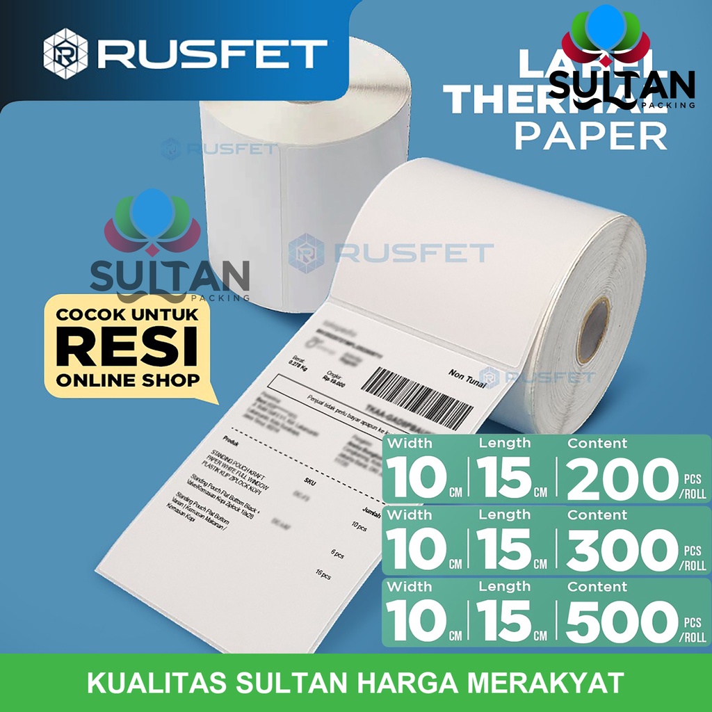 Jual Stiker Label Thermal Paper Stiker Barcode Printer Resi Kertas POS A6 Rusfet | Shopee Indonesia