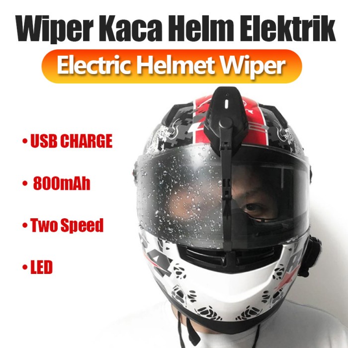Jual Helmet Wiper Kaca Helm Elektrik Anti Air Hujan 800mAh Led / 1 Set ...