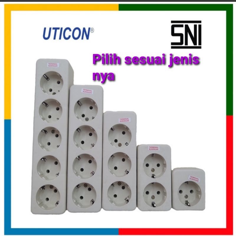 Jual Stop Kontak Colokan Terminal Kuningan 1 2 3 4 5 6 Lubang Uticon Asli SNI | Shopee Indonesia