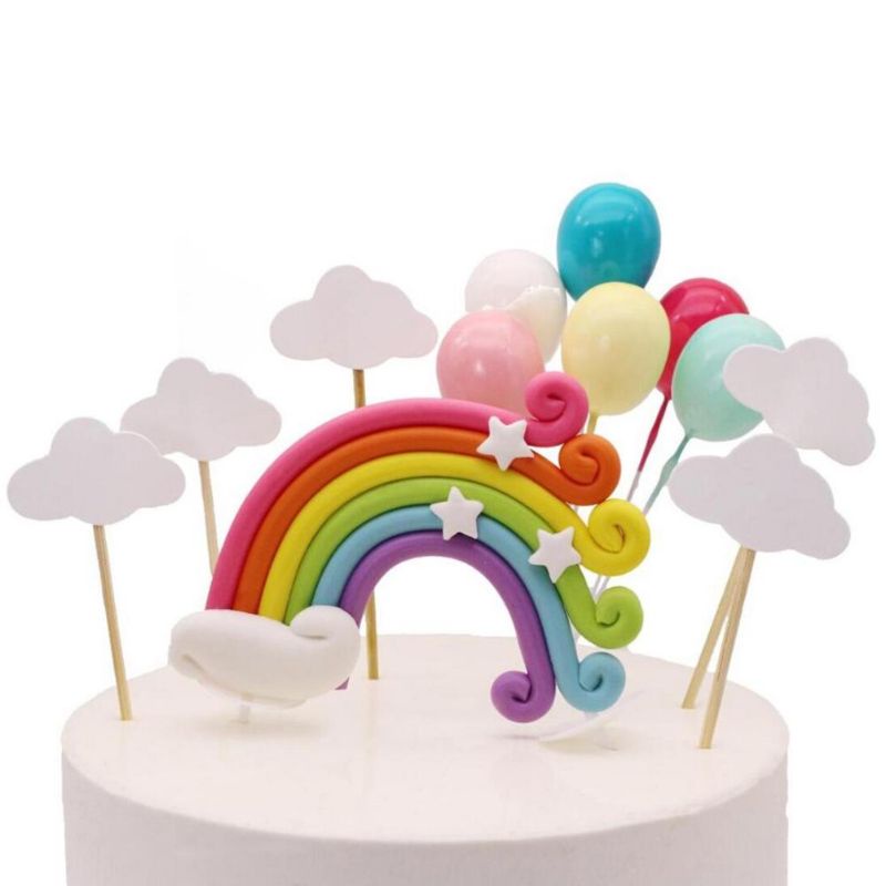 Jual Cake topper hiasan kue clay pelangi rainbow awan | Shopee Indonesia