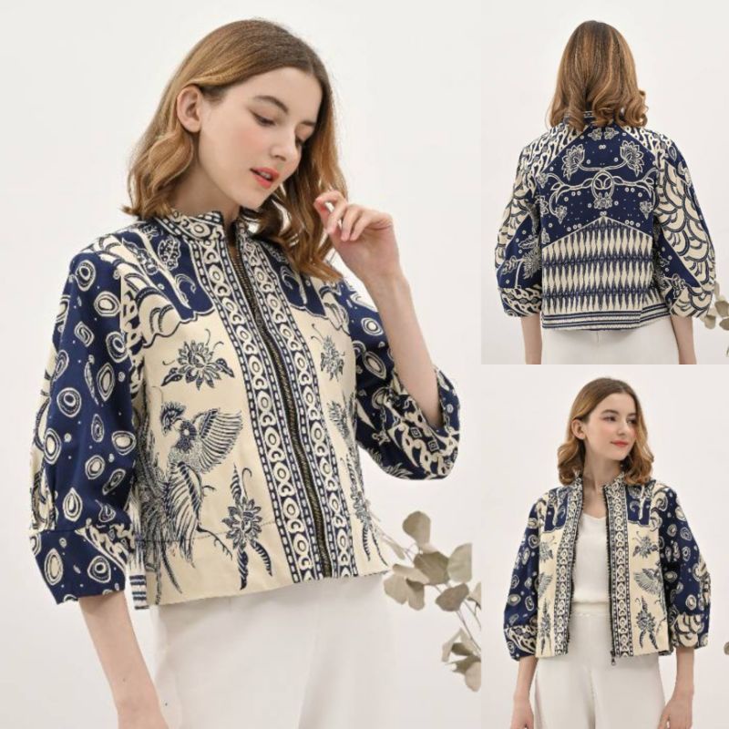 Jual HT Navy 135 - Outer Batik Wanita / Jaket Bomber Batik Modern ...