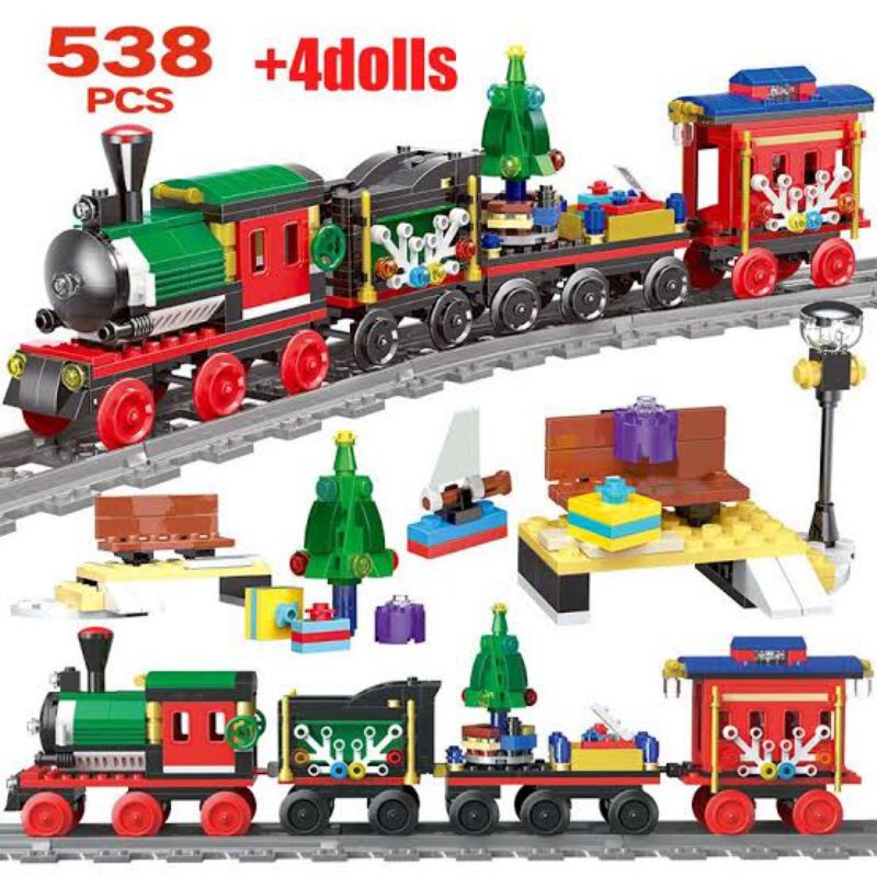 Jual recast brick blok block lego kereta api natal christmas train xp93212 | Shopee Indonesia