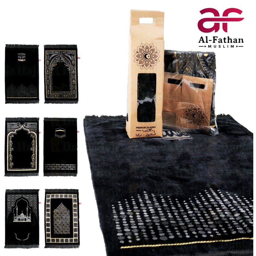 Jual Sajadah Box Turki Warna Dasar Hitam Tebal Besar Wangi Free Tasbih ...