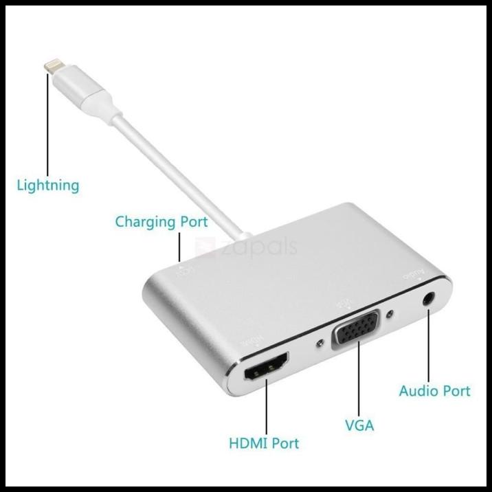 Jual Lightning Port 8 Pin To Hdmi Vga Audio Ports Micro Usb Dc5V ...