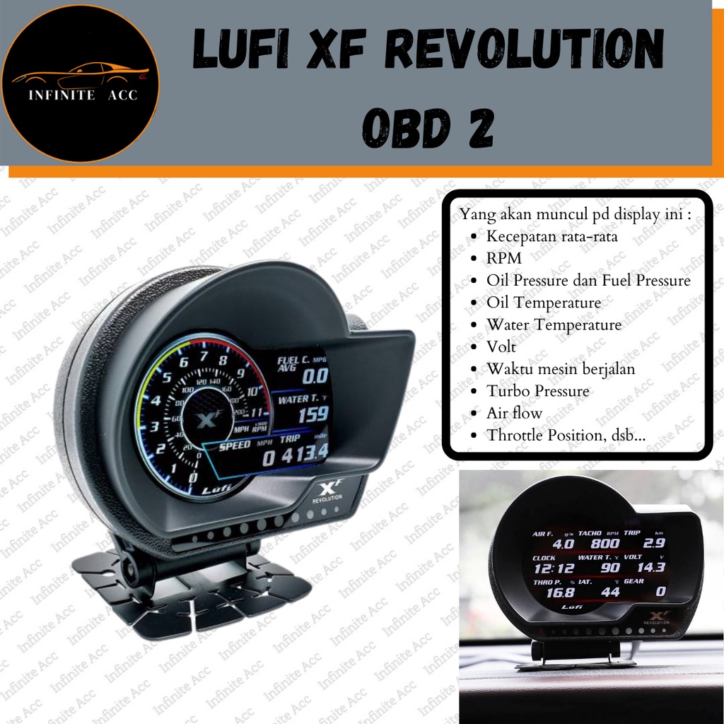 Jual Lufi XF Revolution OBD2 Tachometer Indicator Gauge Display ...