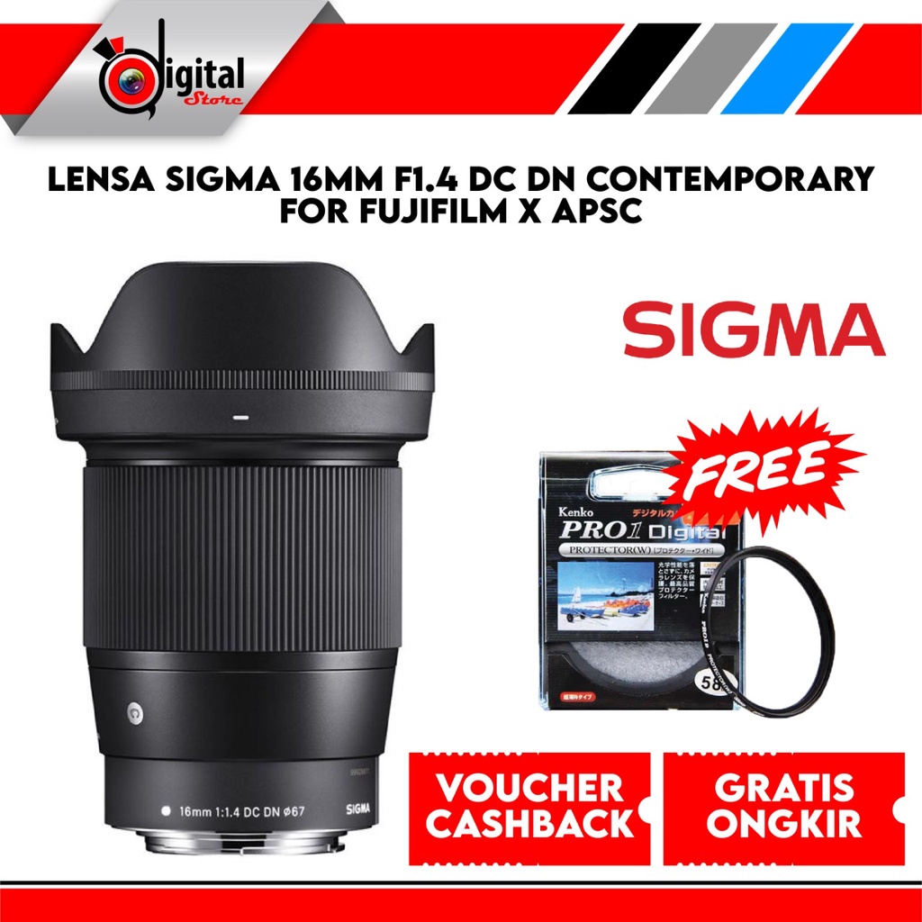 Jual Lensa Sigma 16mm f1.4 DC DN Contemporary For Fujifilm X APSC ...