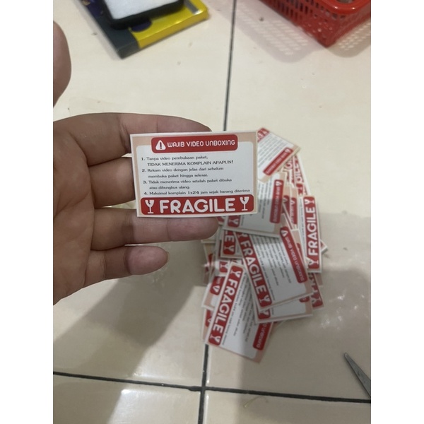 Jual label sticker wajib unboxing dan fragile uk 6x4cm (KECIL) stiker ...