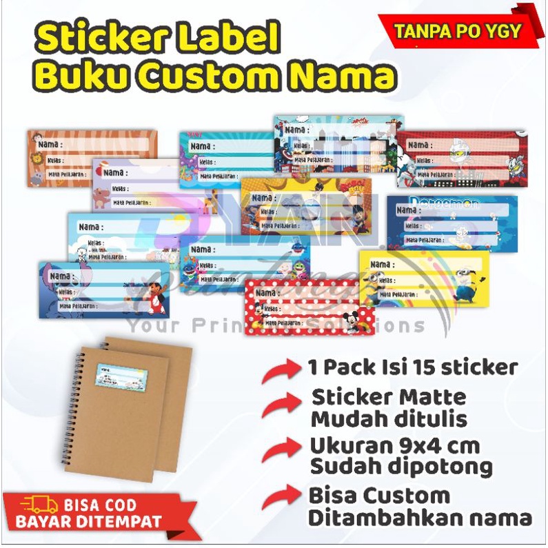 Jual 15 PCS STICKER LABEL BUKU CUSTOM NAMA | Shopee Indonesia