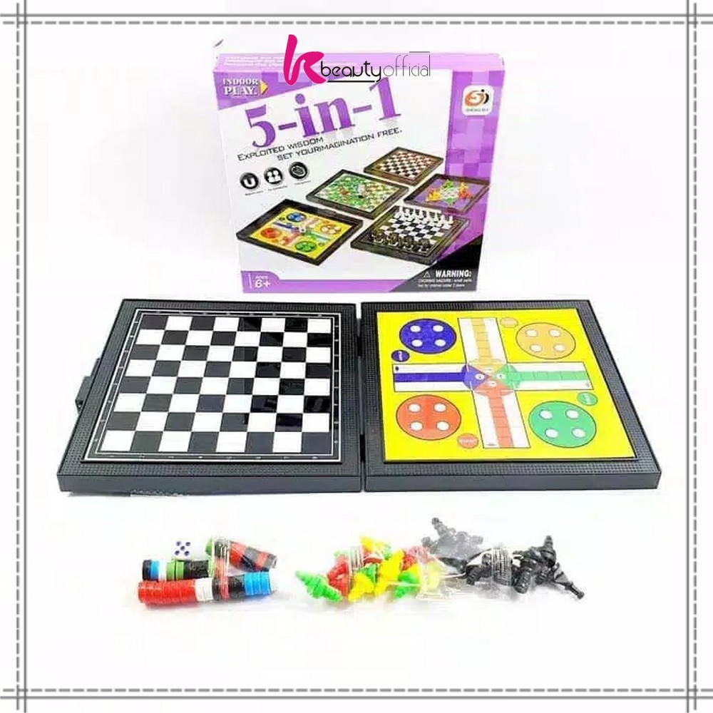 Jual KB-M59 Magnetic Board Games 5in1 Permainan Papan Catur Magnet Game ...