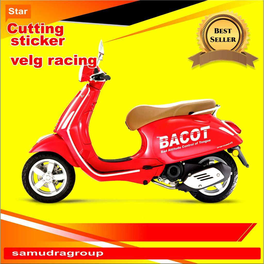 Jual Stiker Cutting motor BACOT untuk vespa piaggio scoopy beat mio dan ...