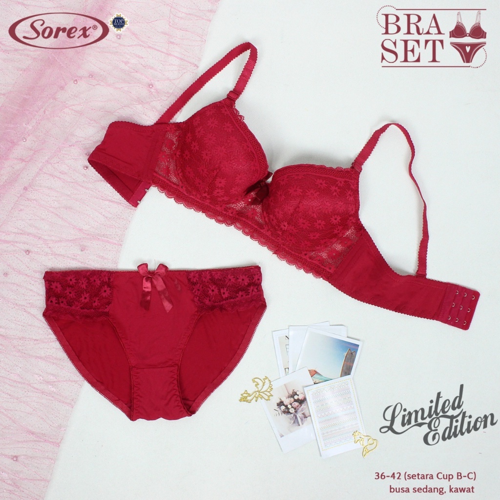Jual Bh set sorex / Bra wanita / Bra set Setelan sorex BIG SIZE Renda lembut Premium cocok ...