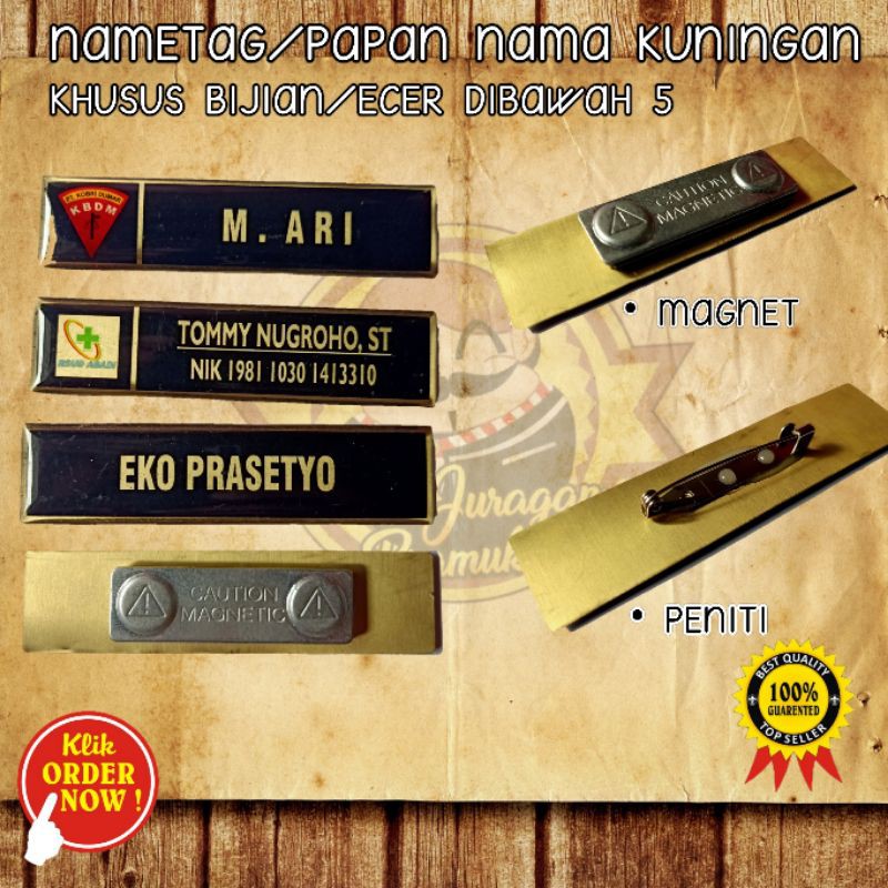 Jual PAPAN NAMA/NAMETAG KUNINGAN KHUSUS HARGA ECER/BIJIAN ( CUSTOM ...