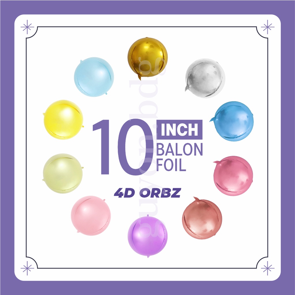 Jual 10 INCH BALON FOIL 4D BOLA - 4D FOIL BALLOON ORBZ - 4D BALON FOIL ...