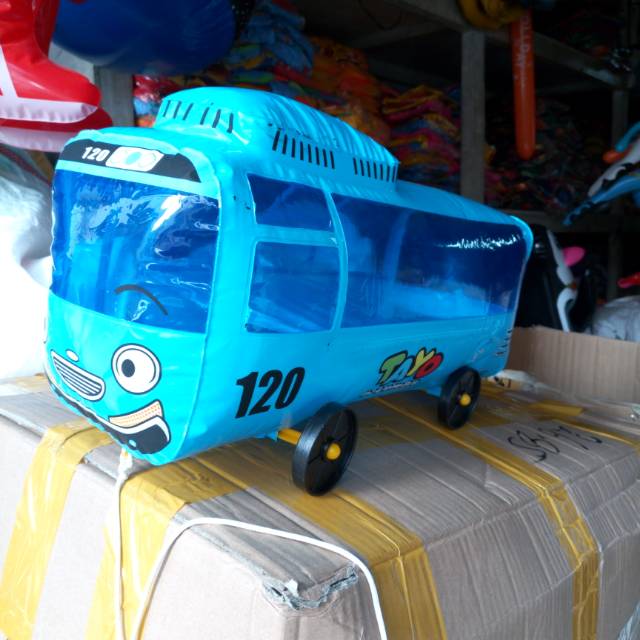 Jual Balon Roda Karakter Bus Tiup Warna Merah Kuning Biru Hijau Bis ...