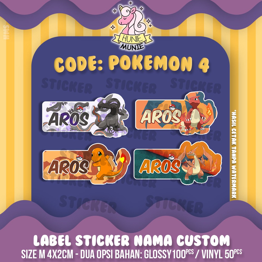 Jual Sticker Label Nama Custom - POKEMON Series (100pcs+) Stiker ...