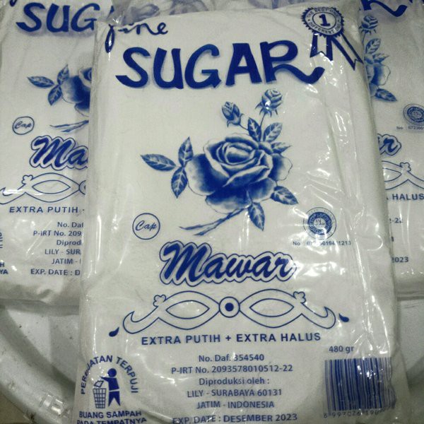 Jual Gula Halus Fine Sugar Cap MAWAR Biru 480gr 480 gr gram | Shopee ...