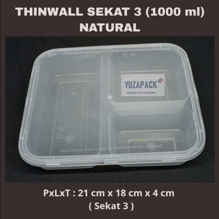 Jual gf01bff Thinwall Sekat 3 Food Container Microwave Take Away Plastik Ds201Dd | Shopee Indonesia