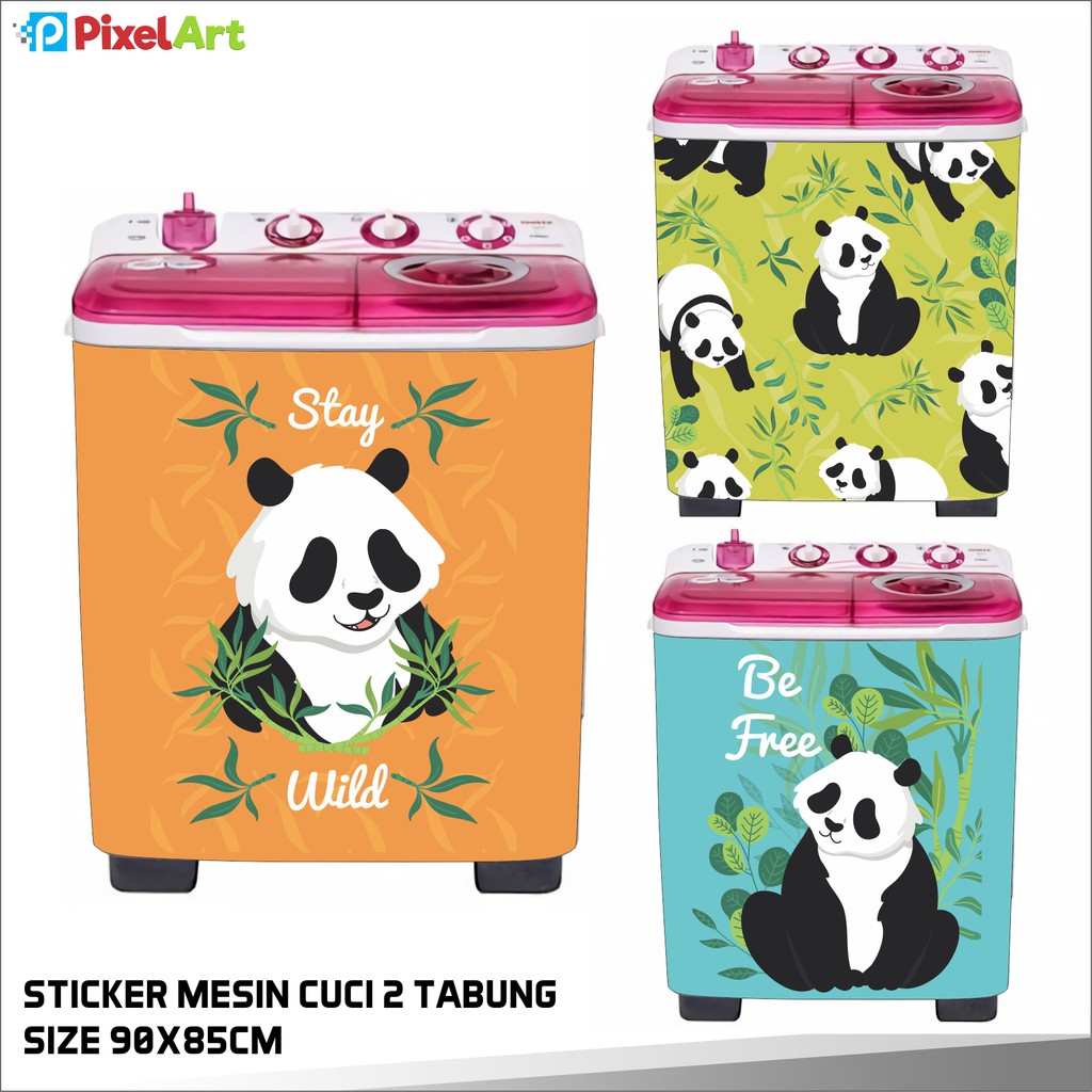 Jual STICKER MESIN CUCI 2 TABUNG STIKER MOTIF PANDA ANTI AIR LEM KUAT ...