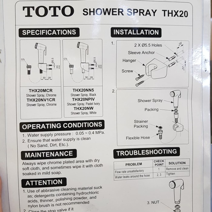 Jual Toilet-Showe-Jet- Jet Shower Toto Thx20Mcrb Chrome Shower Spray ...