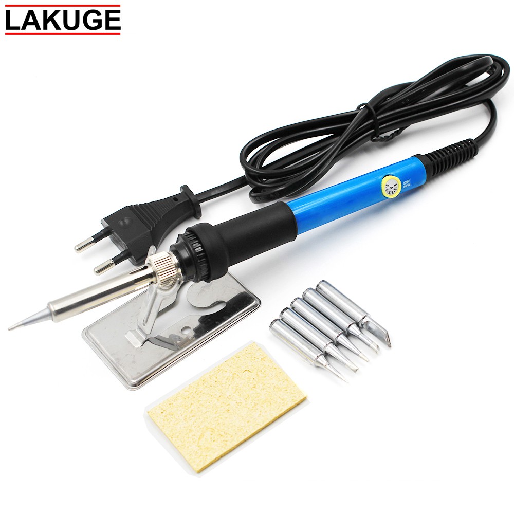 Jual Solder Listrik Iron Adjustable Temperature 60W + 5 Kepala Tip Solder | Shopee Indonesia