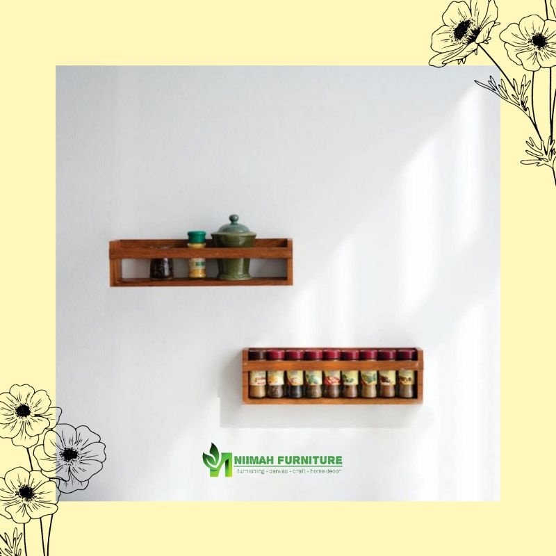 Jual Rak Bumbu Dapur Dinding Rustic Model U kayu Jati Belanda | Shopee ...
