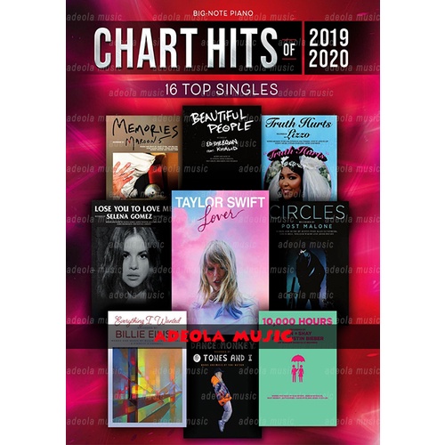 Jual Buku Piano HIts Songs / (PPO-39) CHART HITS OF 2019-2020 (BIG NOTE ...