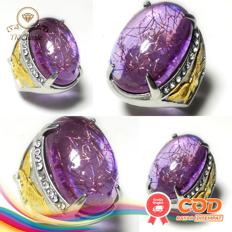 Jual NATURAL CINCIN BATU AKIK KECUBUNG SERAT EMAS RING TITANIUM ...