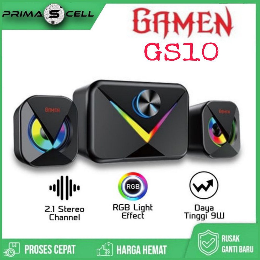 Jual GAMEN GS10 Speaker Gaming Multimedia 2.1CH Subwoofer with RGB ...