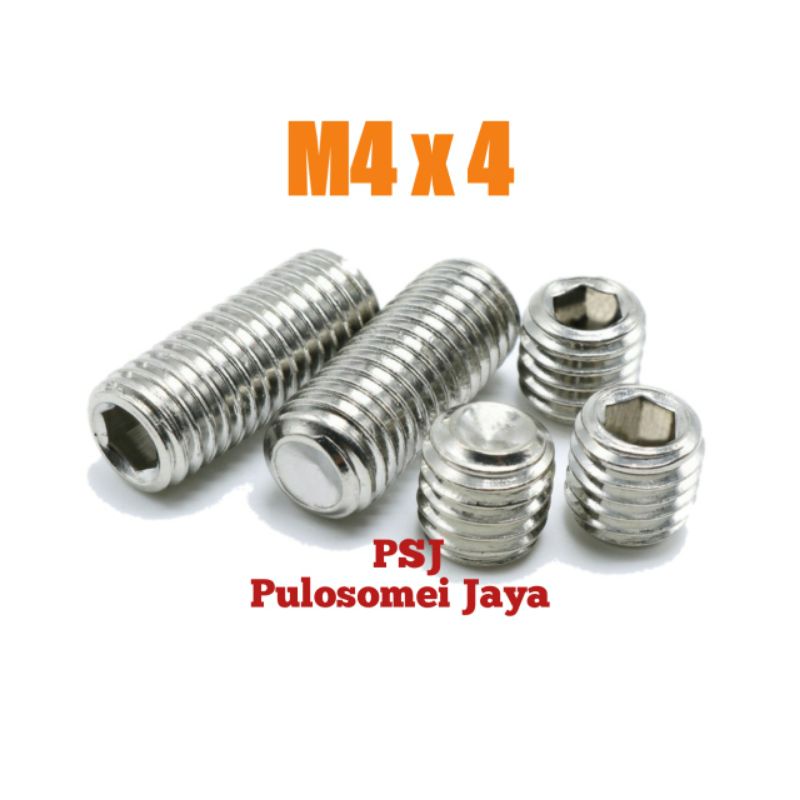 Jual SUS 304 Socket Set Screw M4 x 4 / Baut L Tanam / L Set Stainless | Shopee Indonesia