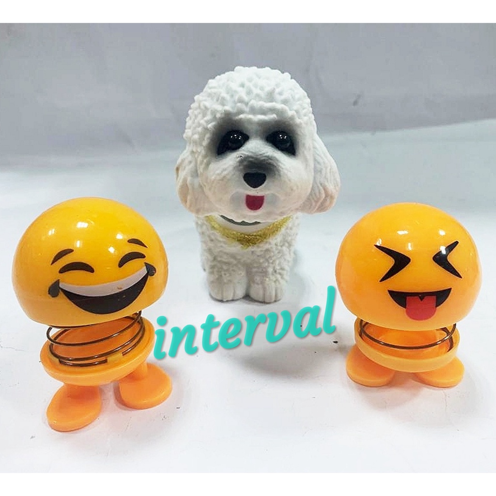 Jual Boneka Dashbord Mobil Anjing Poodle Putih & Smile Goyang Kepala ...