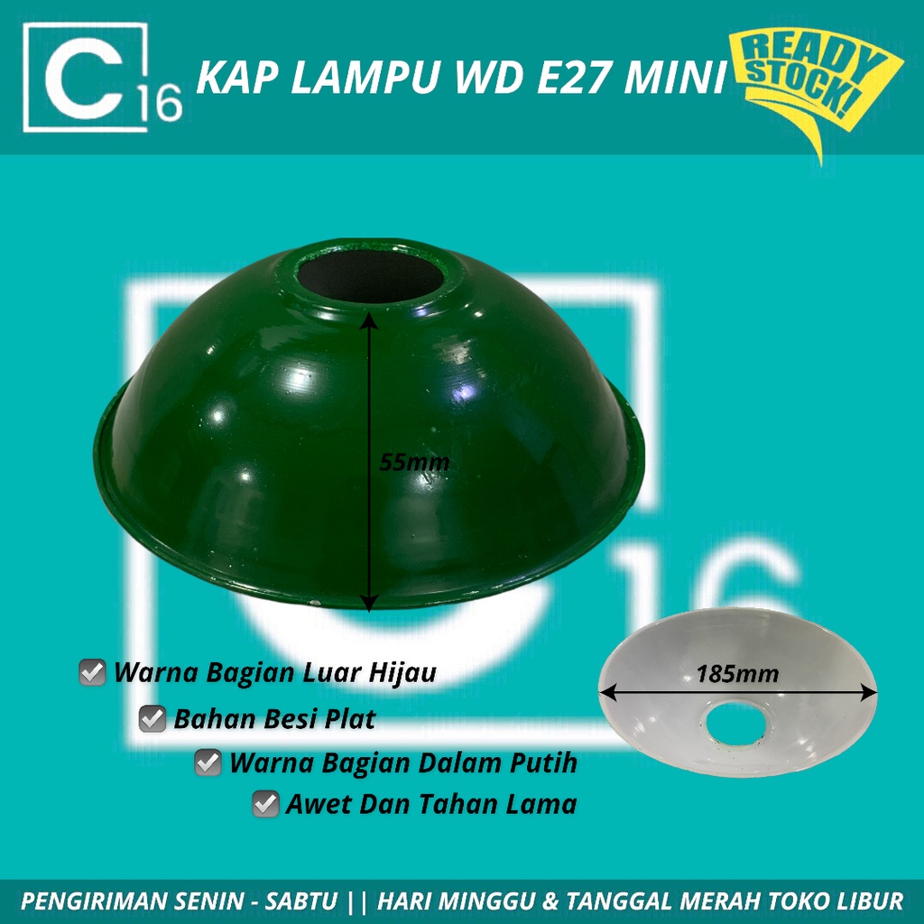 Jual Kap Lampu Jalan Outdoor Indoor WD E27 Mini Hijau Gantung Besi | Shopee Indonesia