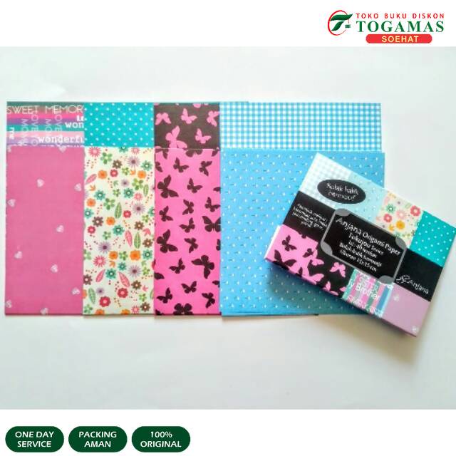 Jual Kertas lipat motif lucu/origami paper motif bunga kupu-kupu/kertas ...