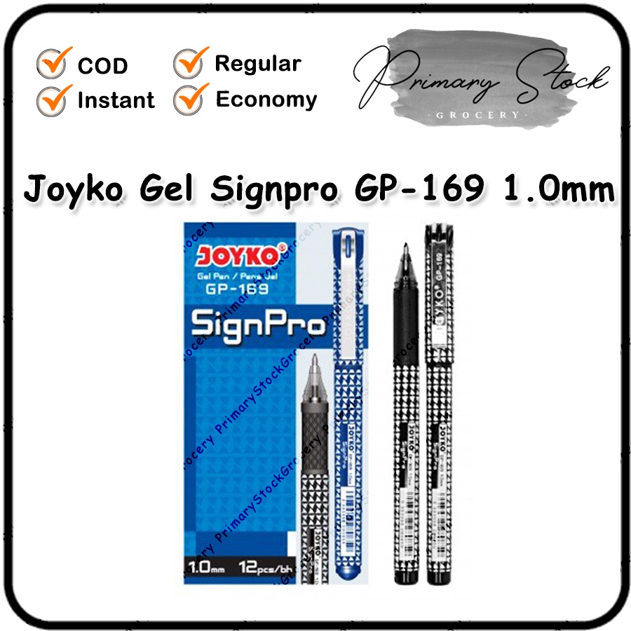 Jual Gel Pen Joyko Sign Pro 1.0mm Hitam Pulpen Gel Signpro GP 169 1.0 ...