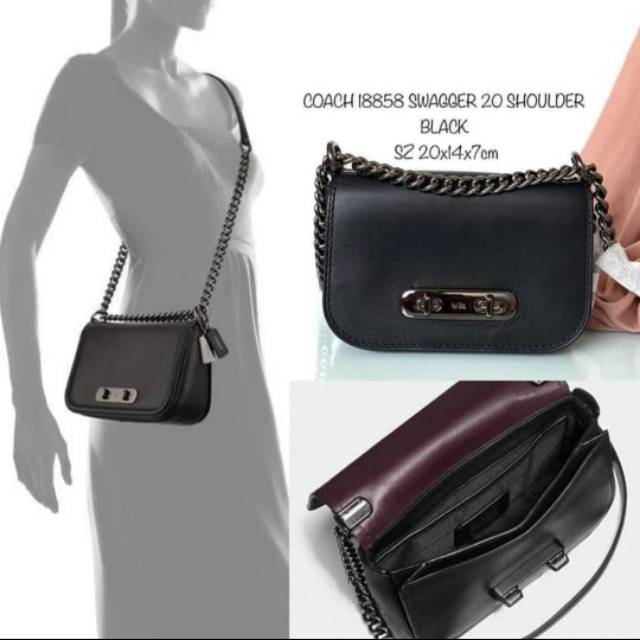Jual Tas Coach 18858 swagger 20 Shoulder Black New Original | Shopee ...