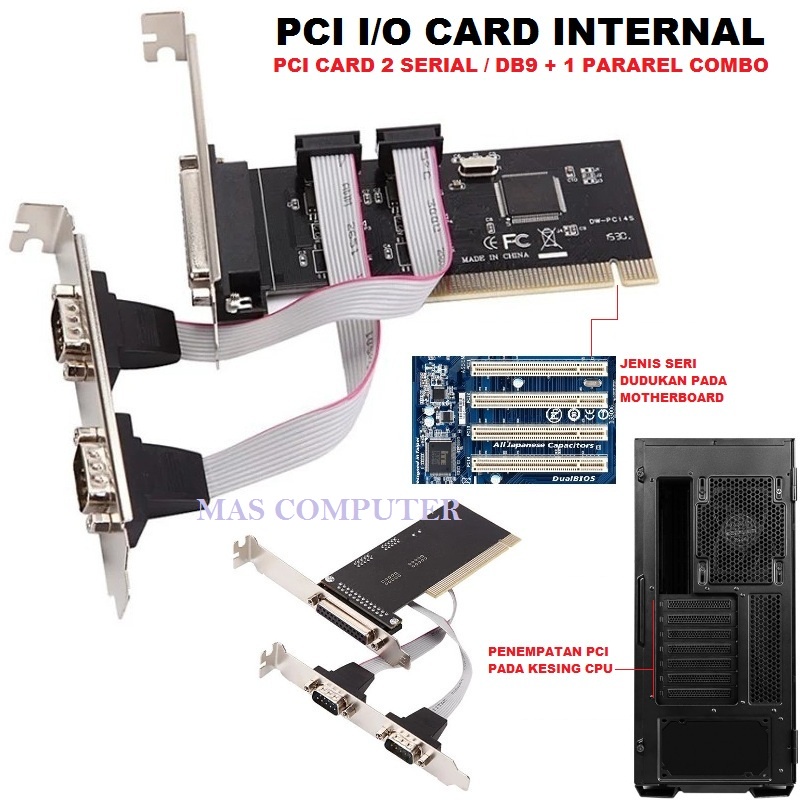 Jual PCI I/O CARD / PCI CARD SERIAL + PARAREL / PCI CARD 2 SERIAL + 1 ...
