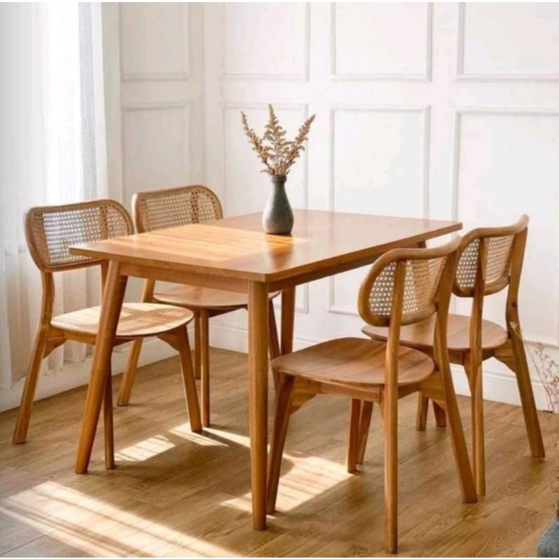 Jual MEJA MAKAN 4 ORANG HOKKAIDO KURSI CAFE ROTAN MINIMALIS OVAL FAS ...