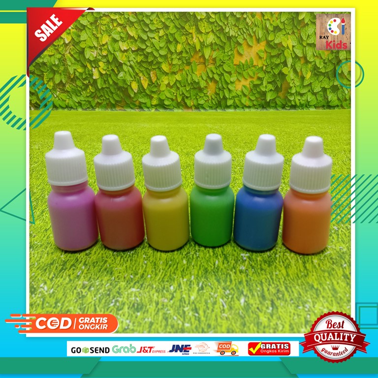 Jual Paket Cat air 6 Warna Cat lukis styrofoam Kemasan botol tetes 10ml ...