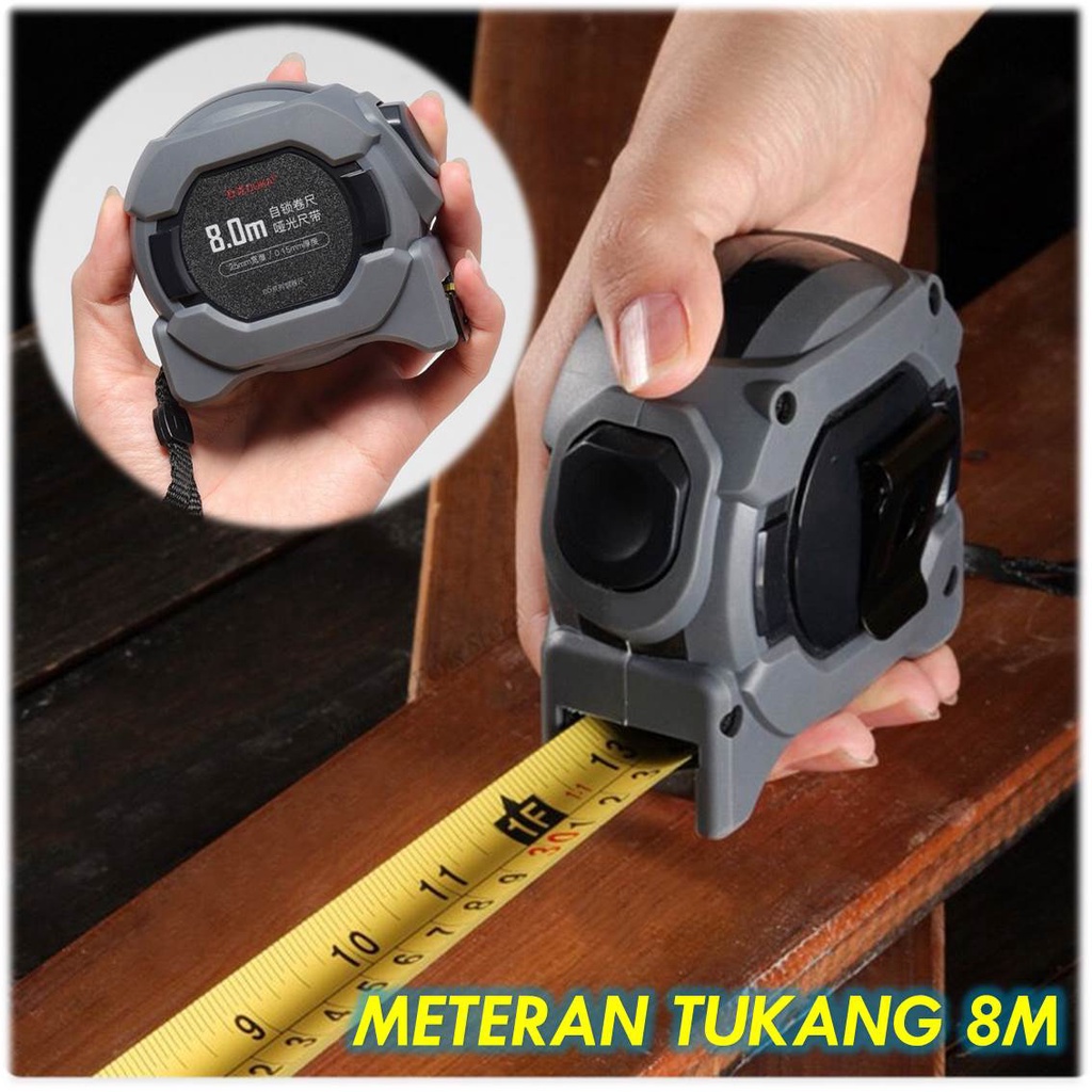 Jual Meteran Roll Besi Kualitas 8m Meter Tukang Bangunan Presisi ...