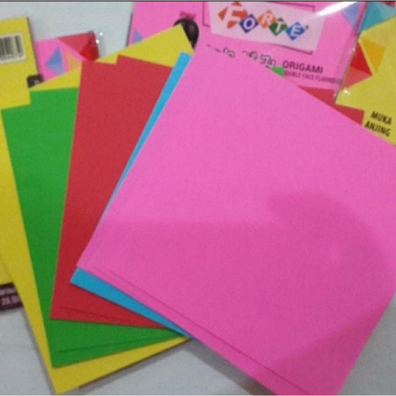 Jual Kertas Origami FORTE 2 sisi/ 2 muka/ Kertas lipat berwarna uk ...