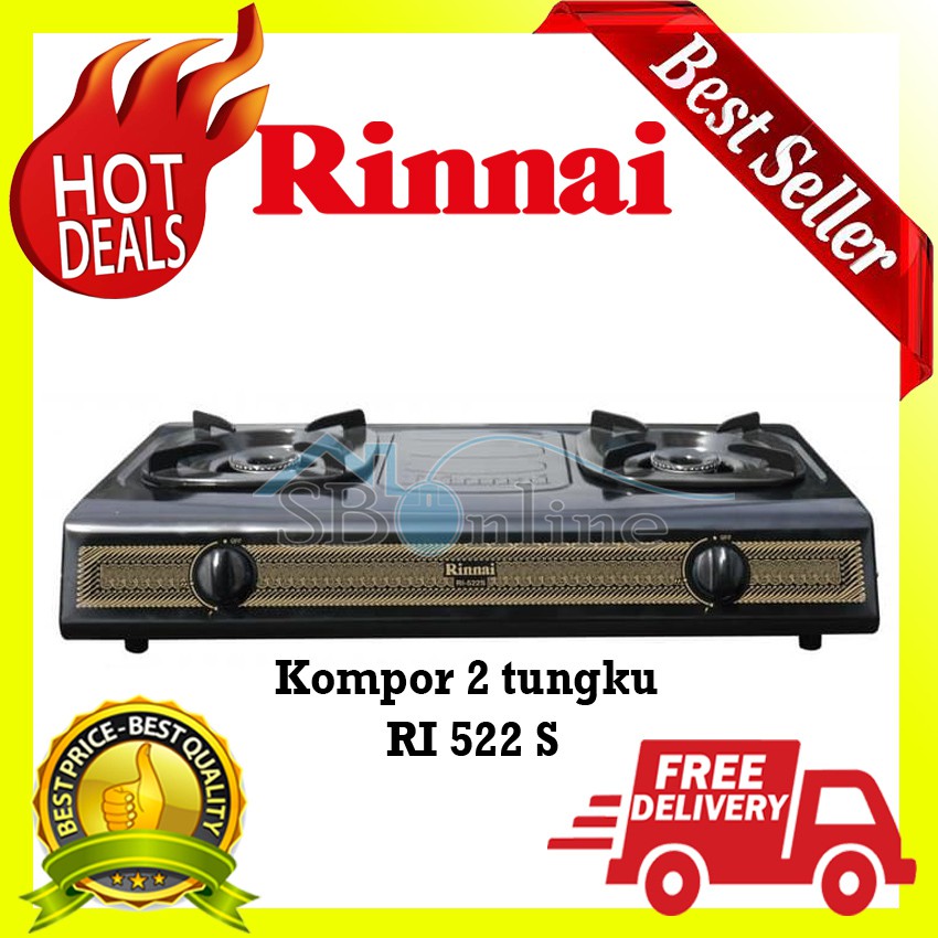 Jual Rinnai Kompor Gas 2 Tungku - RI 522 S - HARGA PABRIK | Shopee ...