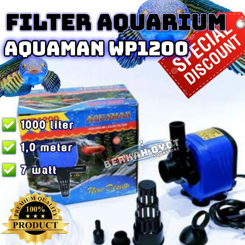 Jual POMPA FILTER CELUP AQUARIUM AQUAMAN 1200 7watt 1000LITER | Shopee ...