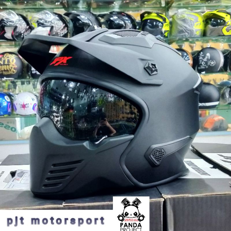 Jual Helm JPX MX 726 Modular Black Doff / Red | Shopee Indonesia