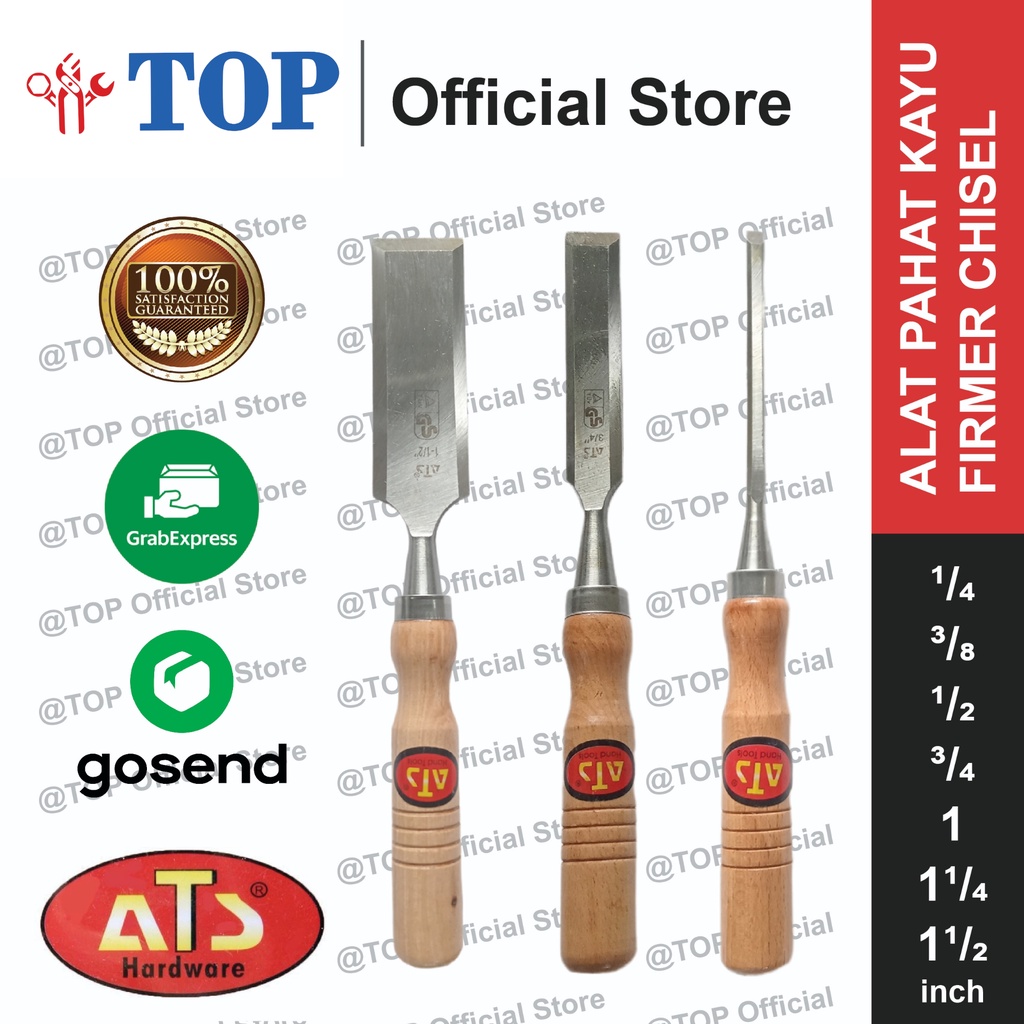 Jual Alat Pahat Kayu Firmer Chisel ATS 1/4 - 3/8 - 1/2 inch | Shopee ...