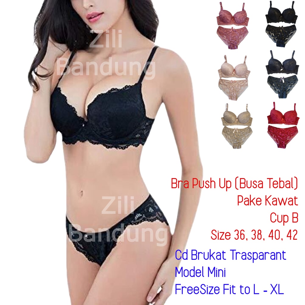 Jual Bra Bh Set Sexy Brukat Kawat Busa Tebal Push Up ( Bra + Cd ) | Shopee Indonesia