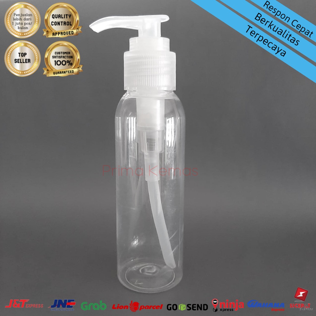 Jual Botol Pump Lotion 100 ml - botol kosmetik 100 ml - botol skincare Pet 100 ml Natural ...