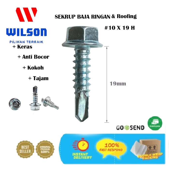 Jual Baut Baja Ringan & Roofing #10 x 19 H Wilson | Shopee Indonesia